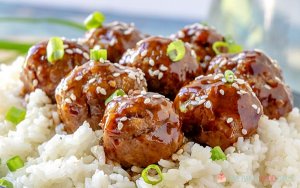 Sticky Asian Glazed Meatballs - Love Bakes Good Cakes