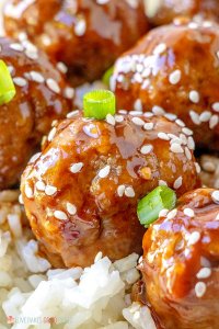 Sticky Asian Glazed Meatballs - Love Bakes Good Cakes