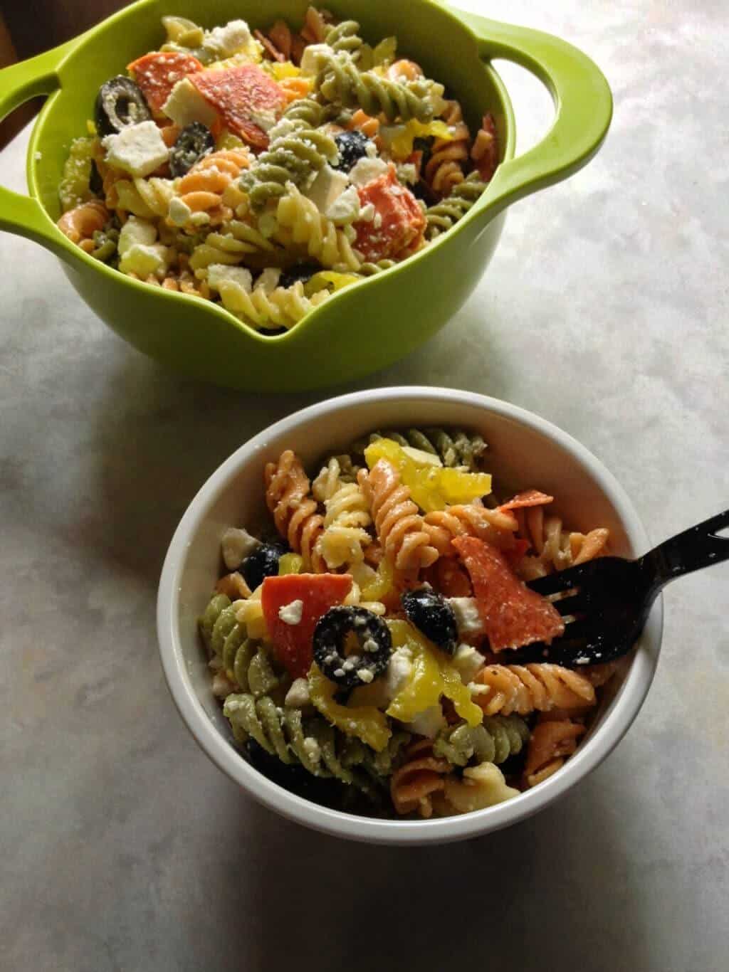 Pepperoni And Feta Pasta Salad Love Bakes Good Cakes