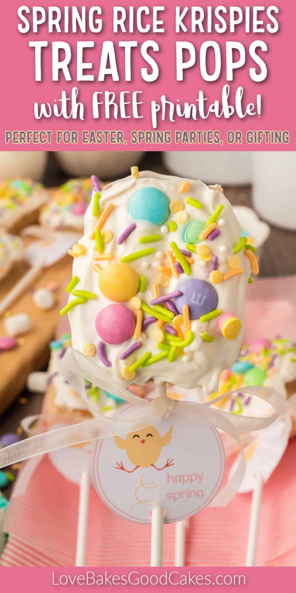 Spring Rice Krispies Treats Pops - Love Bakes Good Cakes