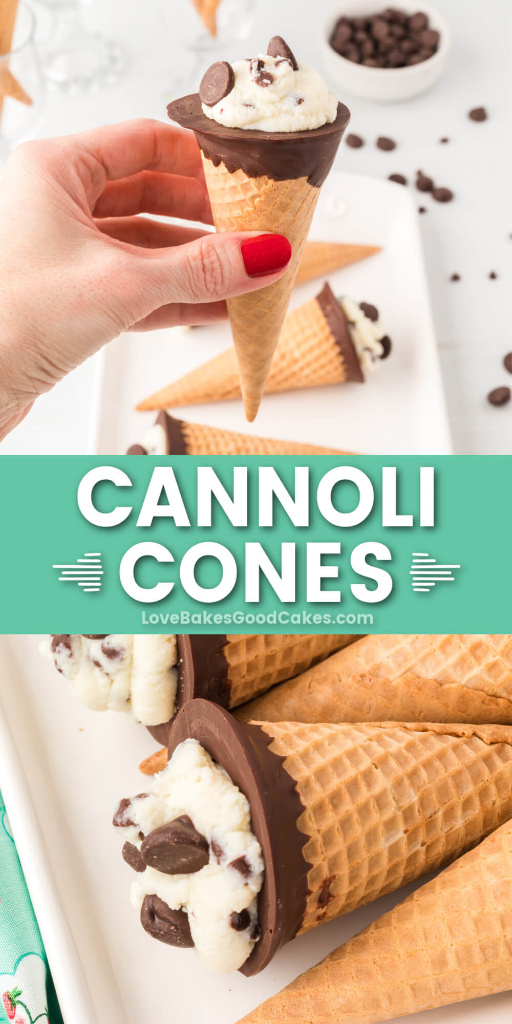 Cannoli Cones - Love Bakes Good Cakes