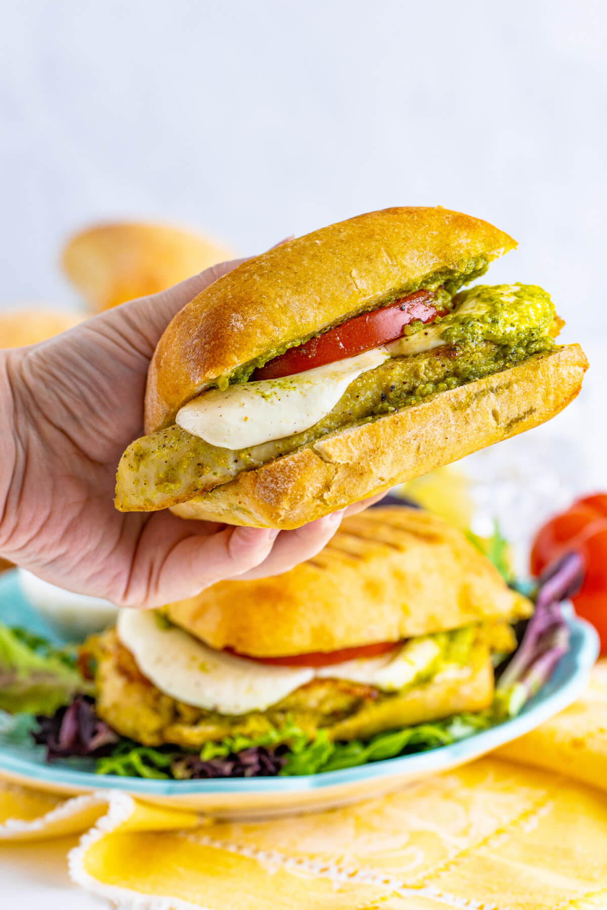 Toasted Pesto Chicken Sandwich - Love Bakes Good Cakes