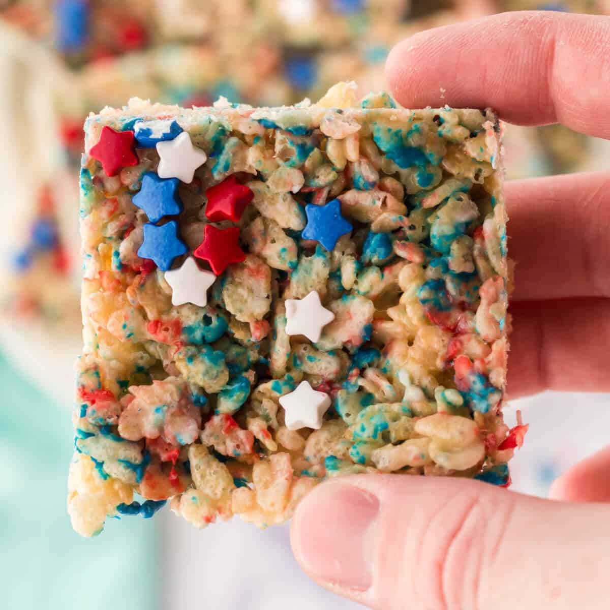 Patriotic Rice Crispy Treats - Love Bakes Good Cakes