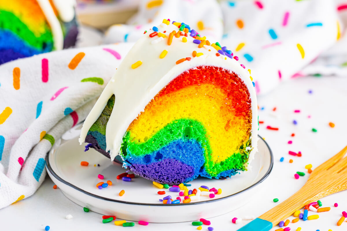 Rainbow Bundt Cake - Love Bakes Good Cakes