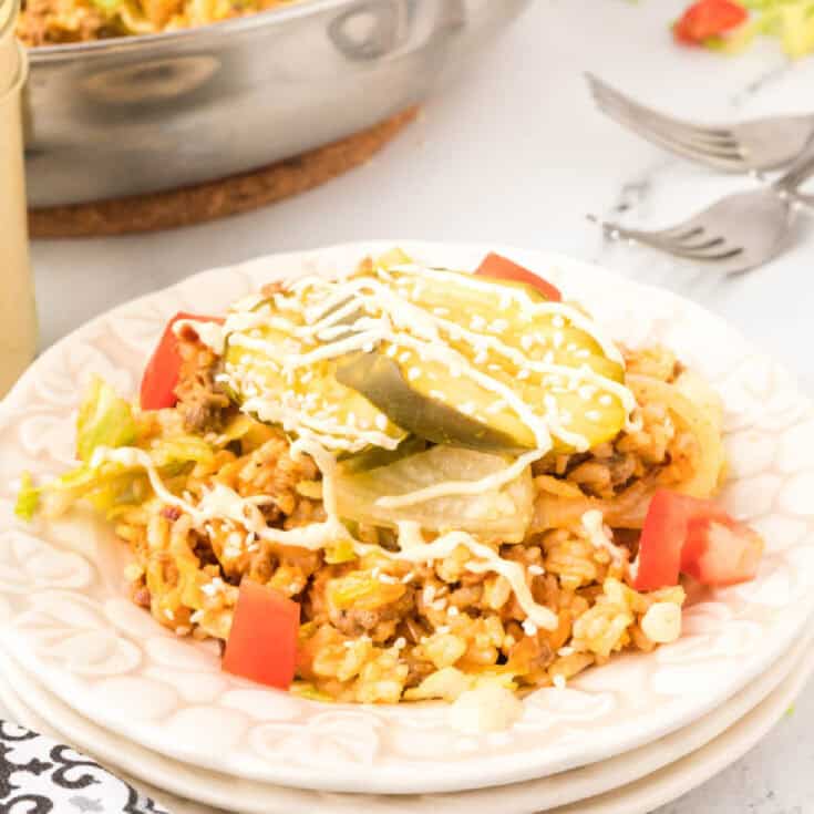 Cheeseburger Fried Rice - Love Bakes Good Cakes