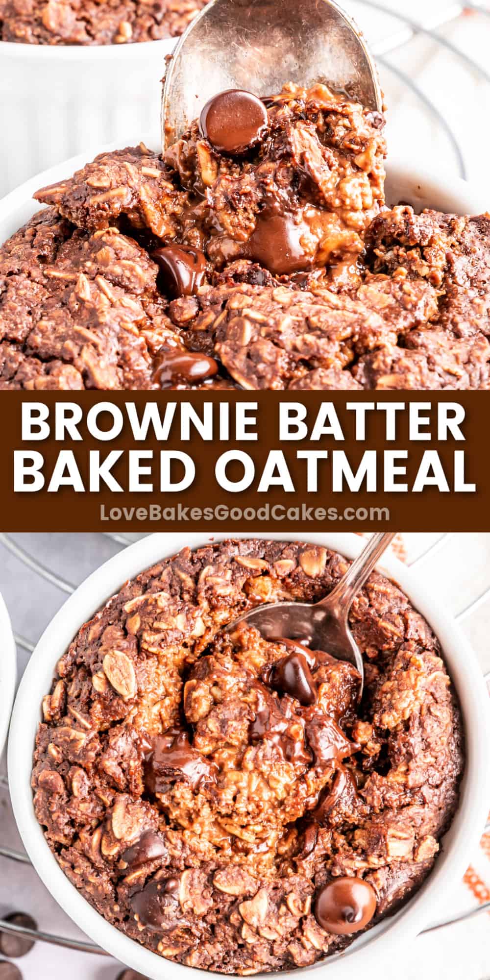 Brownie Batter Baked Oatmeal - Love Bakes Good Cakes
