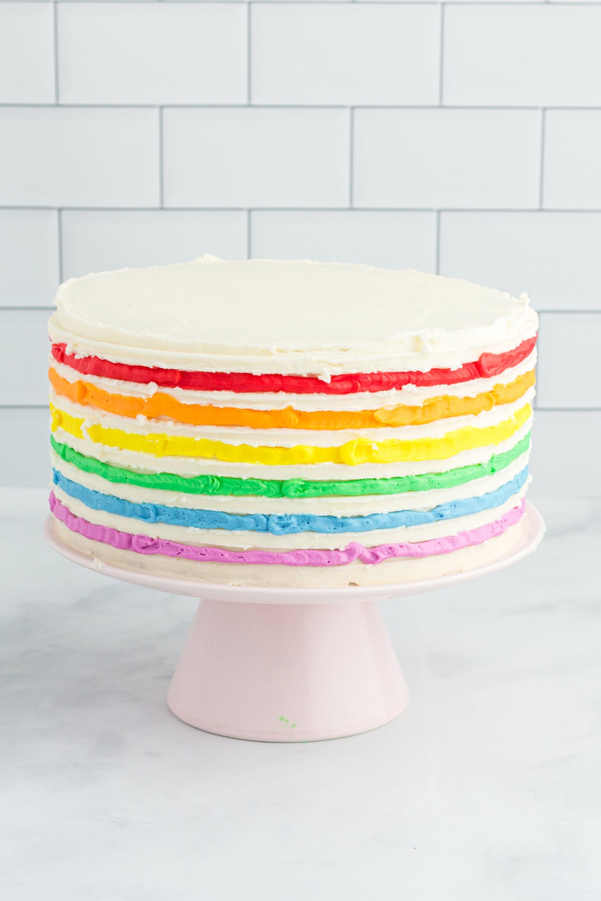 Rainbow Striped Funfetti Cake - Love Bakes Good Cakes