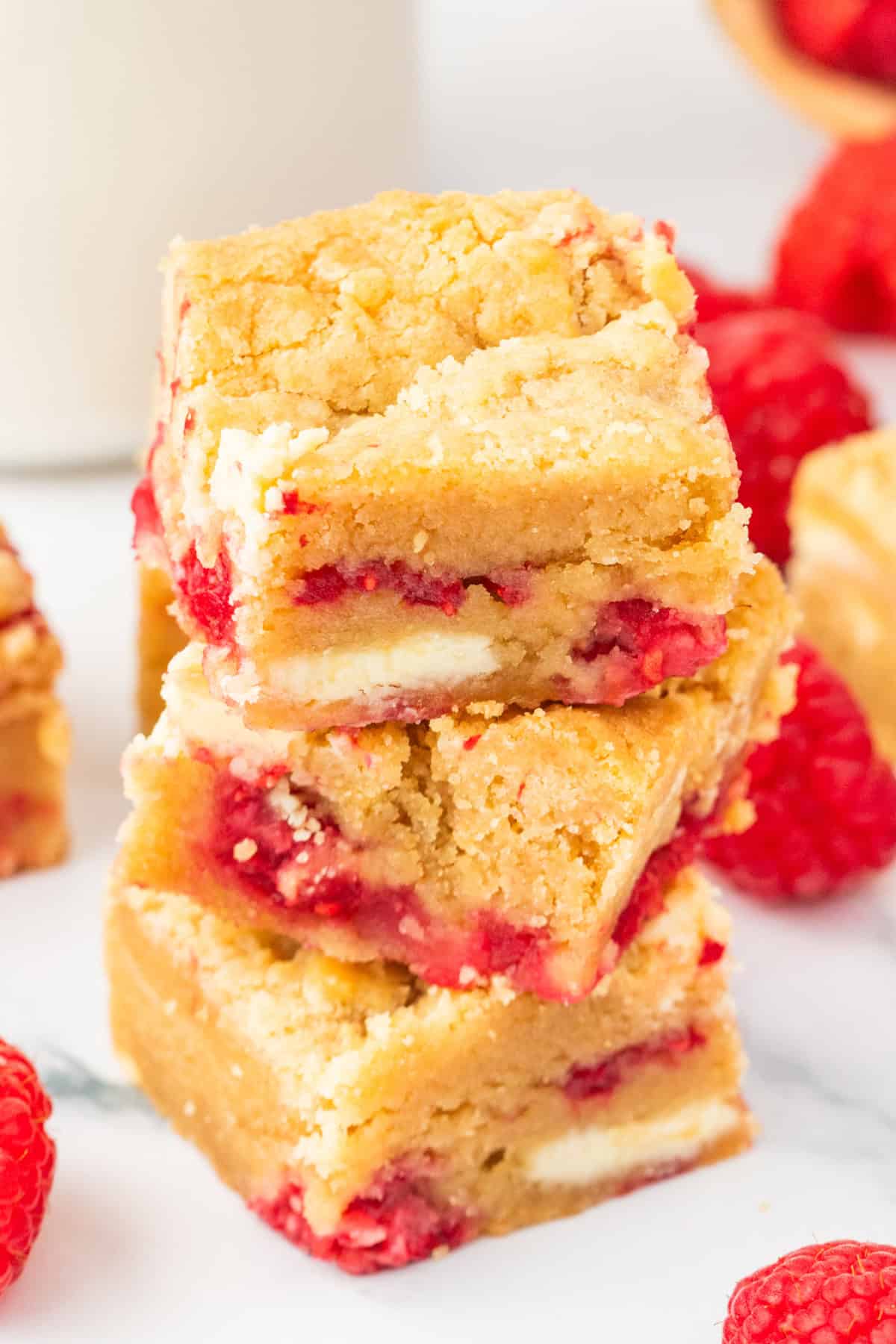 White Chocolate Raspberry Blondies - Love Bakes Good Cakes